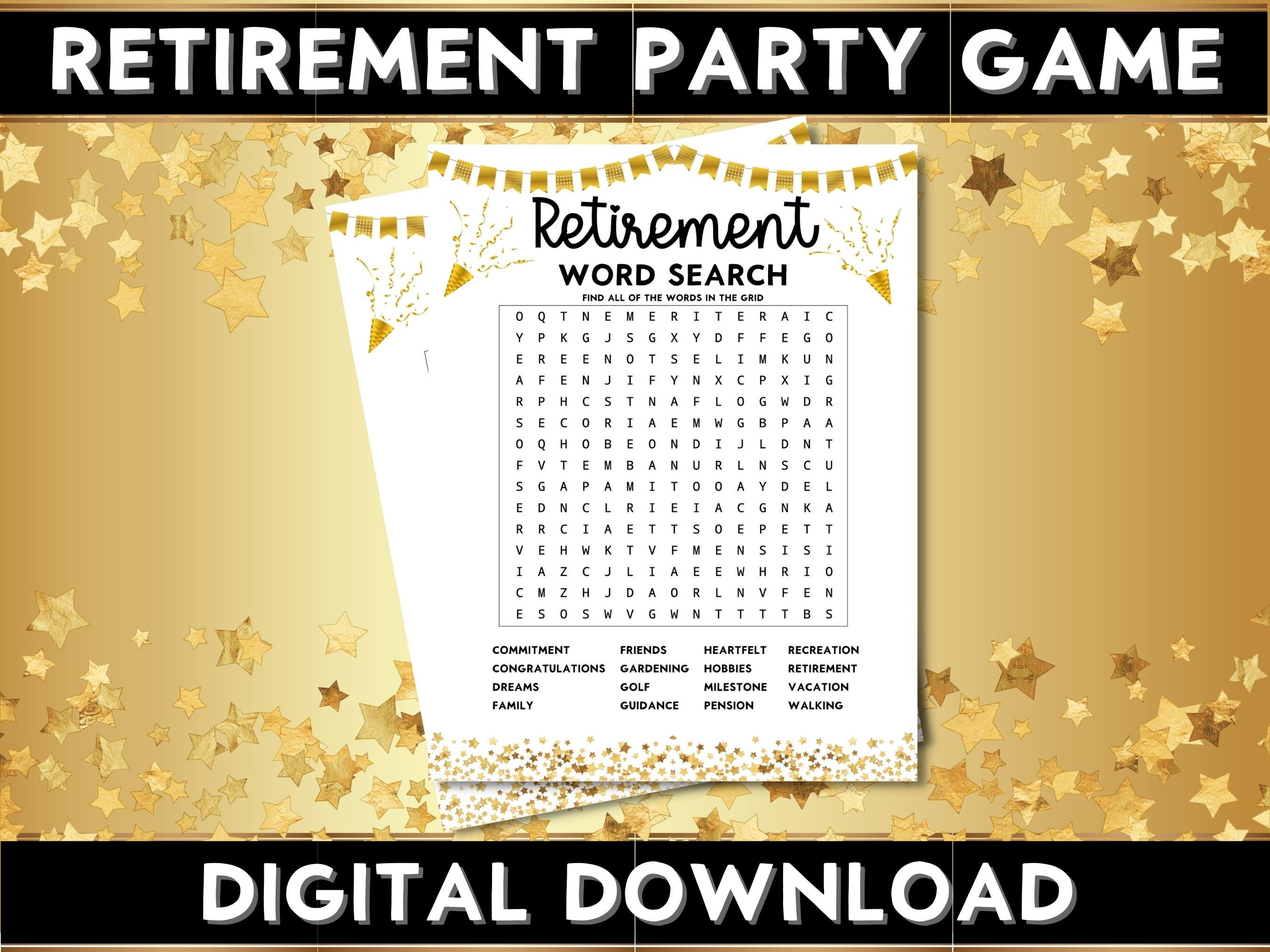 Printable Retirement Party Word Search Game Icebreaker Work - Etsy
