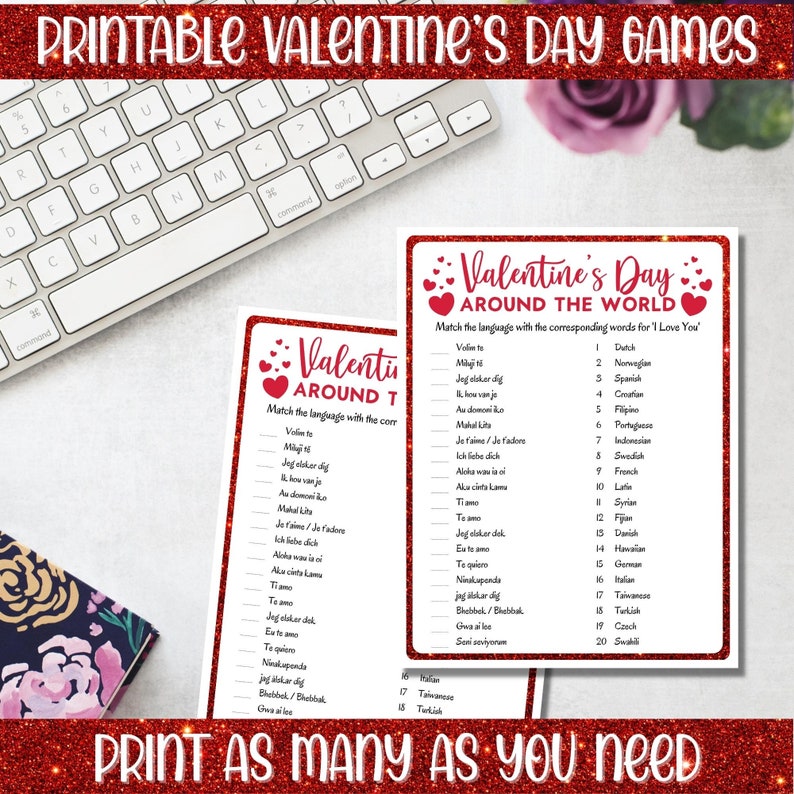 Printable Valentine's Day Around the World Party Game - Etsy