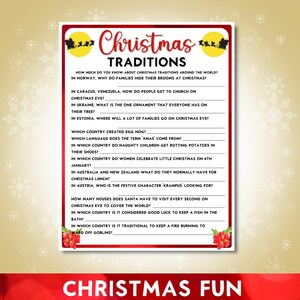 Christmas Traditions Printable Quiz, Digital Download, Party Game ...