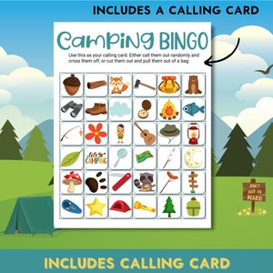 Camping Party Printable Bingo Game, Summer Camping Sleepover, 50 Cards ...