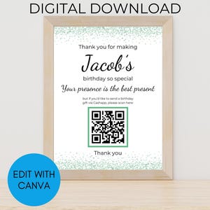 Green Birthday Cashapp Poster for Teen/tween With QR Code: Perfect ...