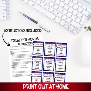 Australia Day Party Game, Forbidden Words, Australia Themed Games ...