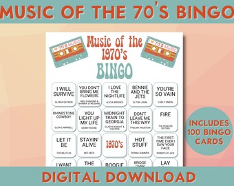 Printable Music of the 1980's Bingo Game, 100 Cards, Instant Download ...
