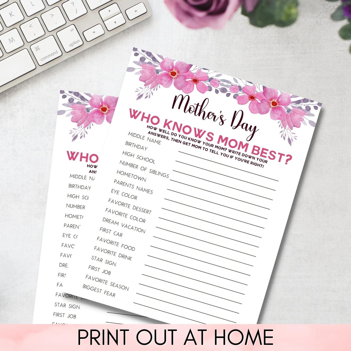 Printable Mother's Day Who Knows Mom Best Game Family - Etsy