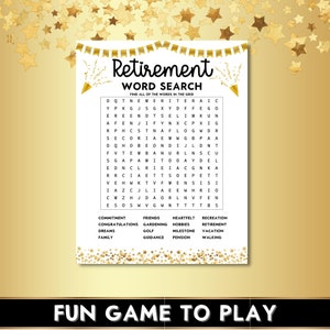 Printable Retirement Party Word Search Game, Icebreaker, Work Party for ...