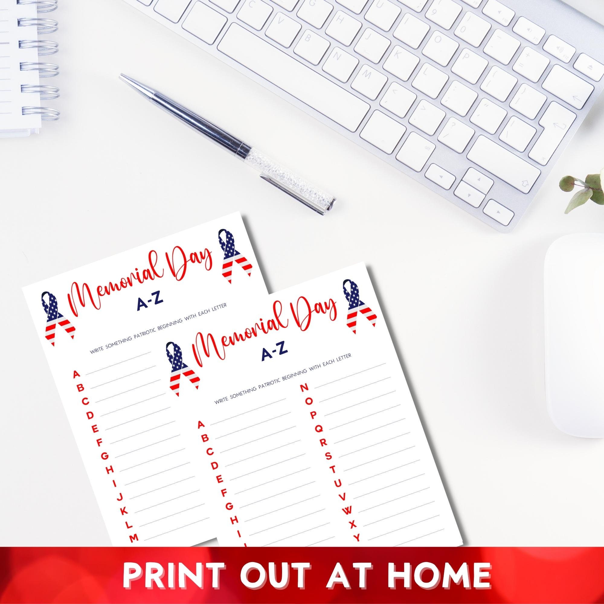 Printable Memorial Day A-Z Game Alphabet Word Game Patriotic - Etsy