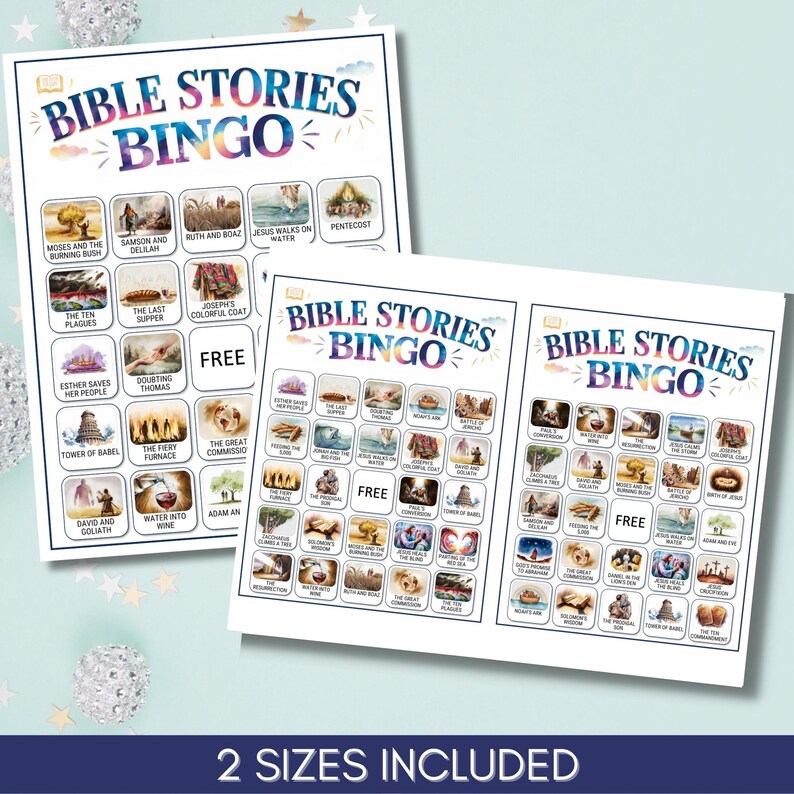 Bible Story Bingo - Printable Bible Games - Sunday School Activity ...