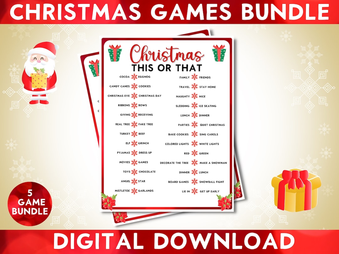 This or That Christmas Printable Game, Digital Download, Party Game ...