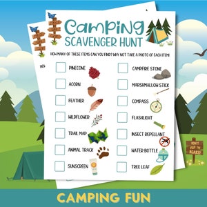 Camping Scavenger Hunt, Printable Camping Trip Game, Summer Camp ...