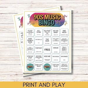 90s Music Bingo, Digital Download With 100 Cards, Party Game for Family ...