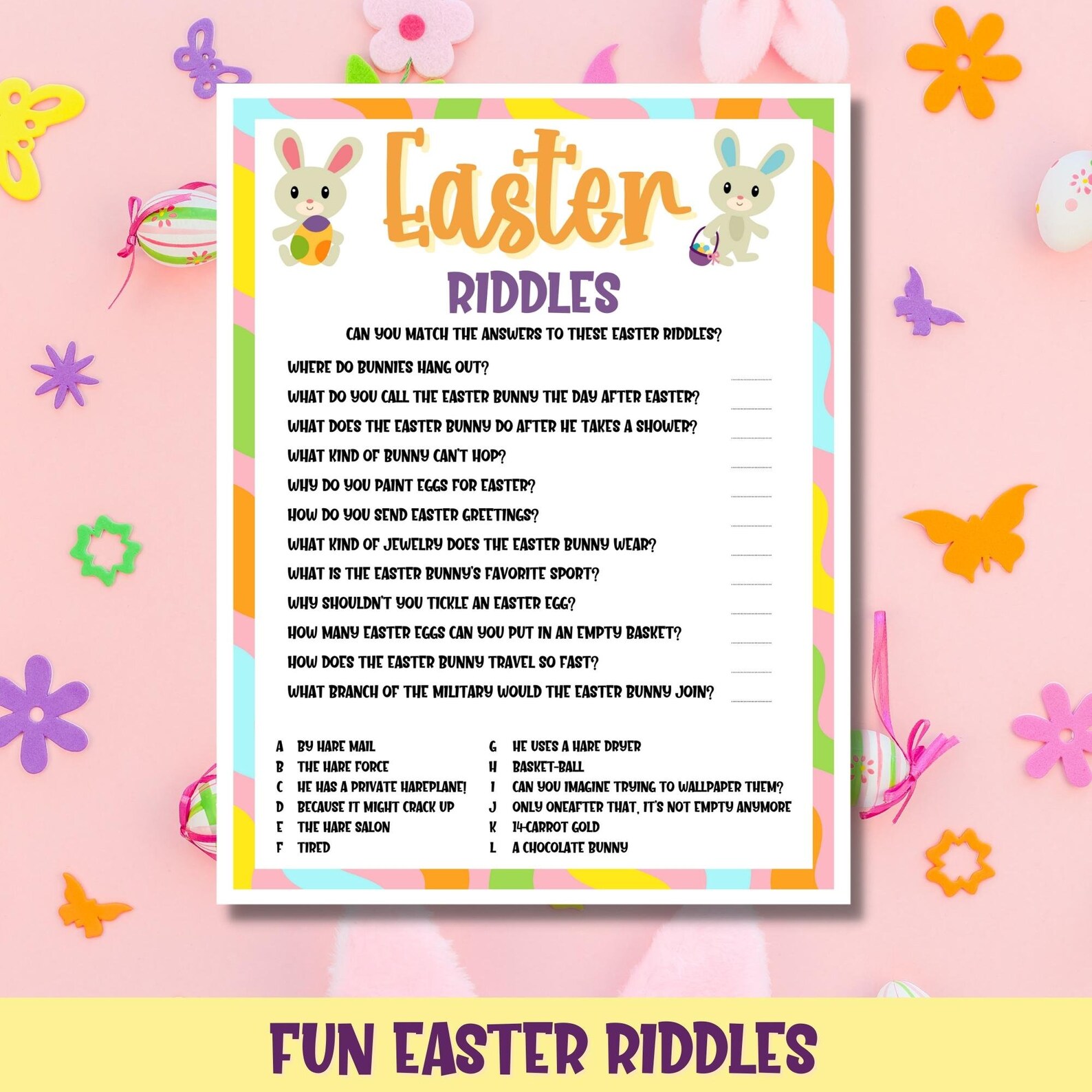Printable Easter Riddles Game Fun for Children and Adults - Etsy
