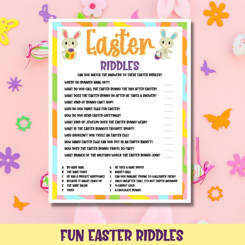 Printable Easter Riddles Game Fun for Children and Adults - Etsy