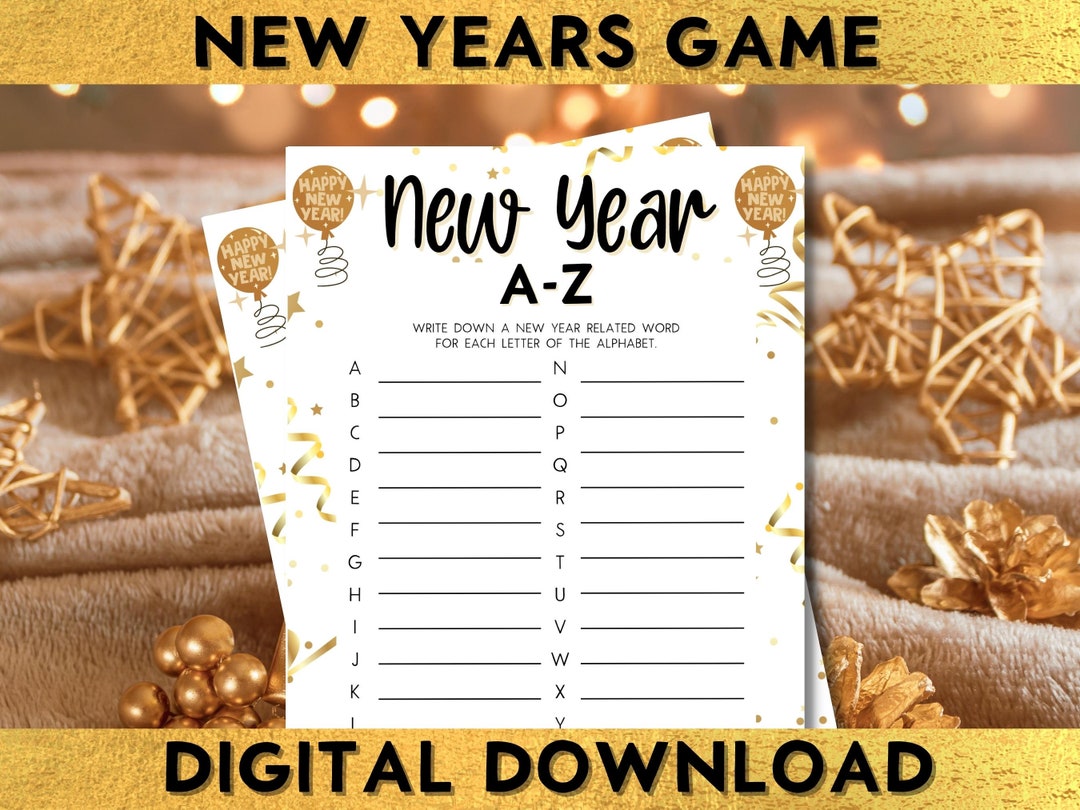 New Year's Eve Party Game, A-Z Printable Game, Instant Digital Download ...