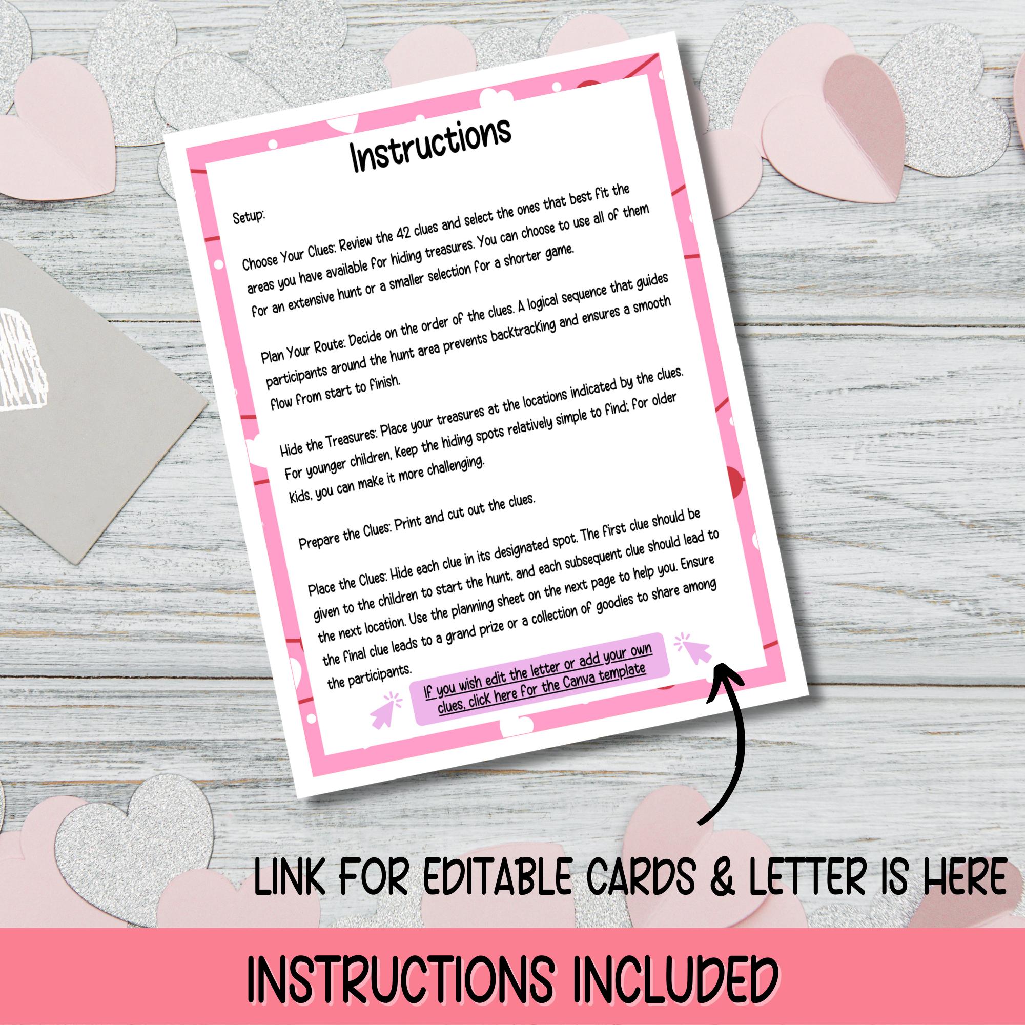 Valentines Scavenger Hunt for Kids, Indoor Valentine Game, Treasure ...