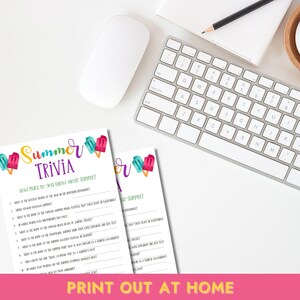 Summer Trivia Quiz Game, Printable Activity, Pool Party, Family Fun ...