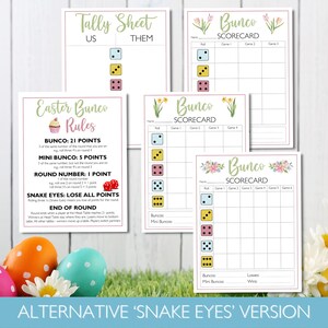 Easter Bunco Score Sheets, Printable Bunco Game, Spring Bunco Party ...