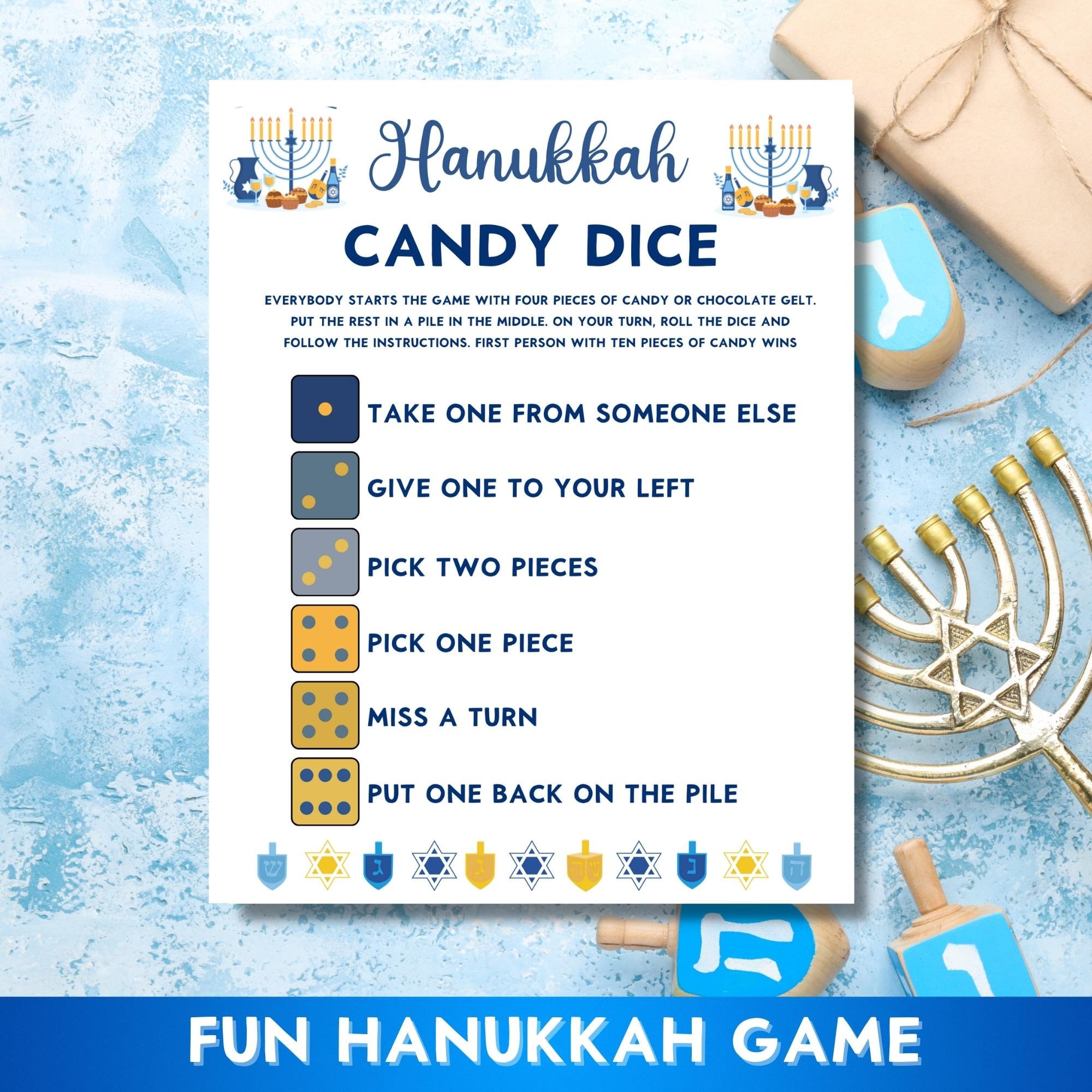 Printable Hanukkah Candy Dice Game Digital Download Party - Etsy