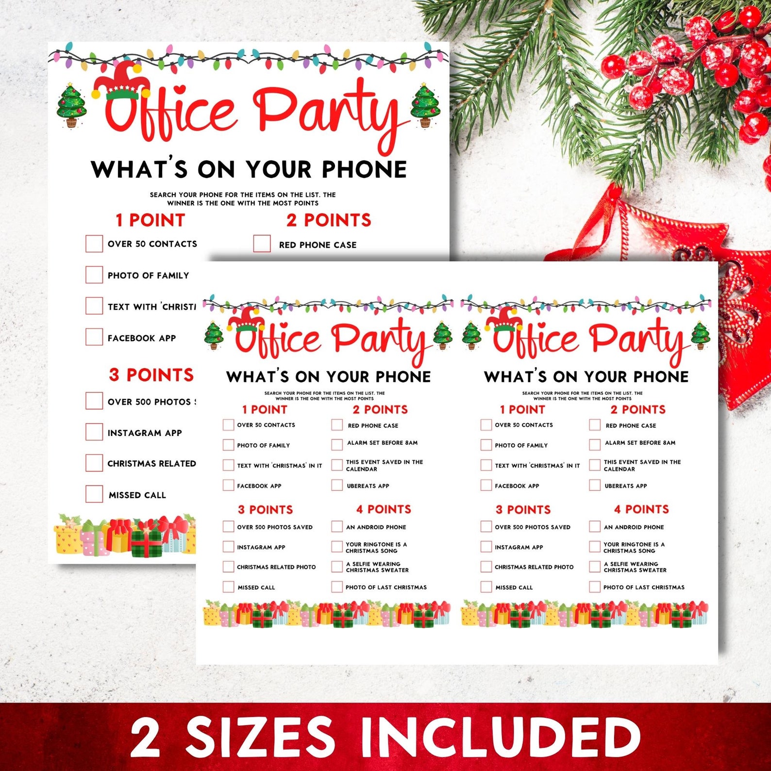Printable Office Party What's on Your Phone Holiday Game, Christmas ...
