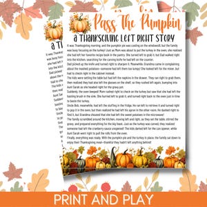 Pass the Pumpkin Thanksgiving Game, Left Right Story (PDF Download) - Etsy