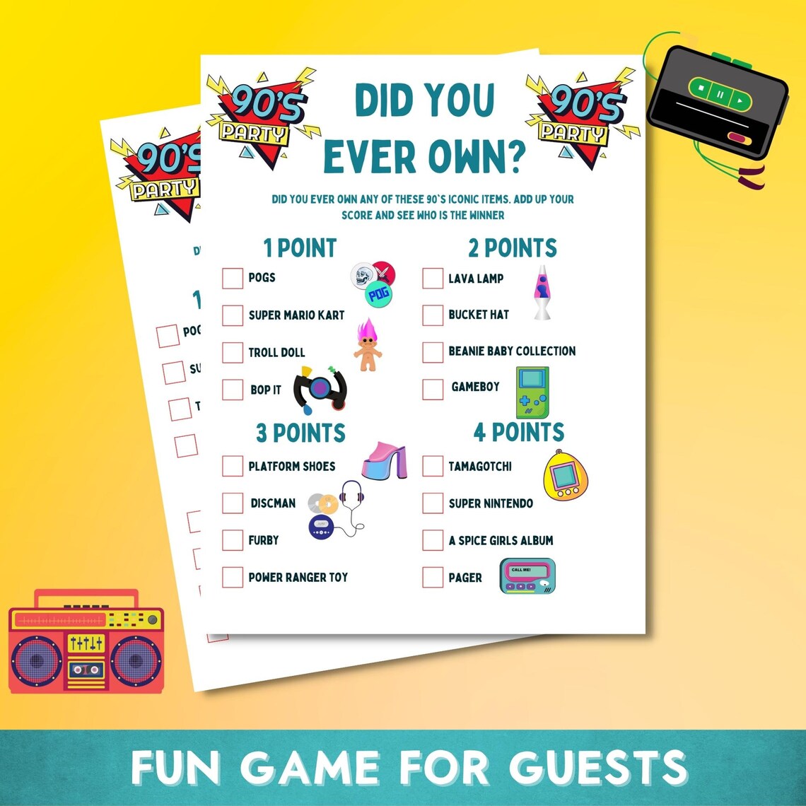 90s Party Game, Did You Ever Own, Ice Breaker (digital Download) - Etsy