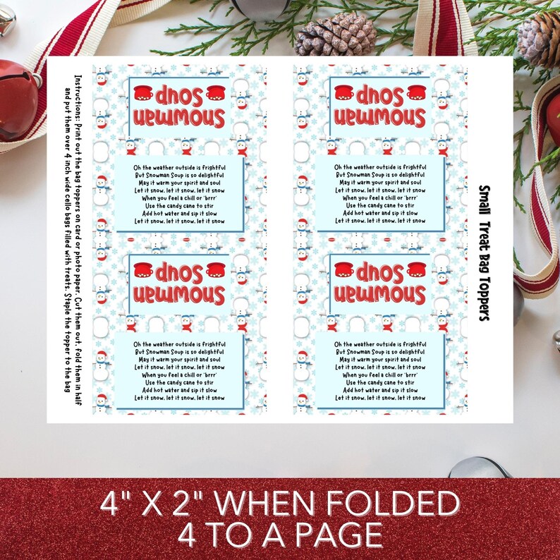 Printable Snowman Soup Treat Bag Topper Instant Download | Etsy