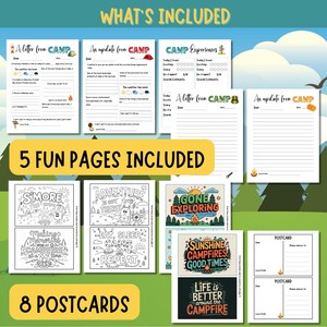 Printable Camp Letter Set, Summer Camp Stationery for Kids, Editable ...
