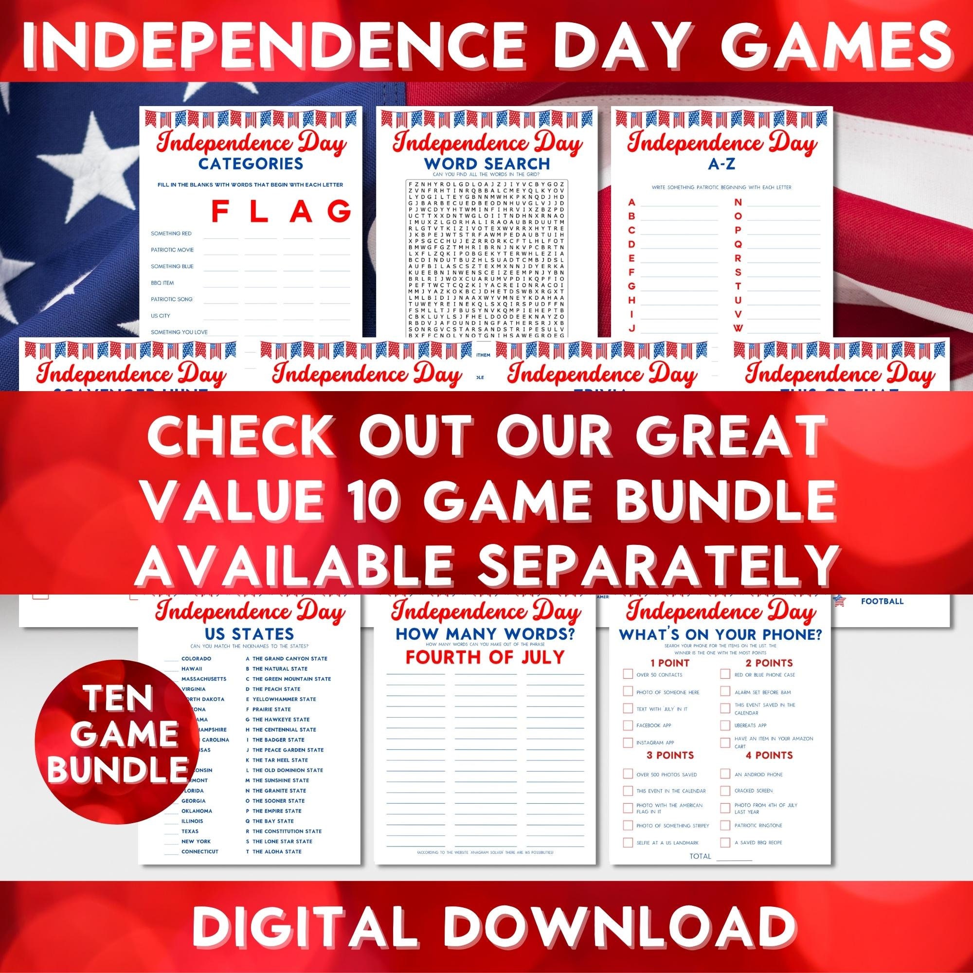 Printable Independence Day Trivia Game Family Fun Patriotic - Etsy