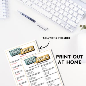 1955 Trivia Game, 70th Birthday Party Activities, Printable Fun Facts ...