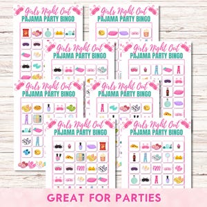 Pajama Party Bingo Game for Girls Sleepover, Birthday Party Fun ...