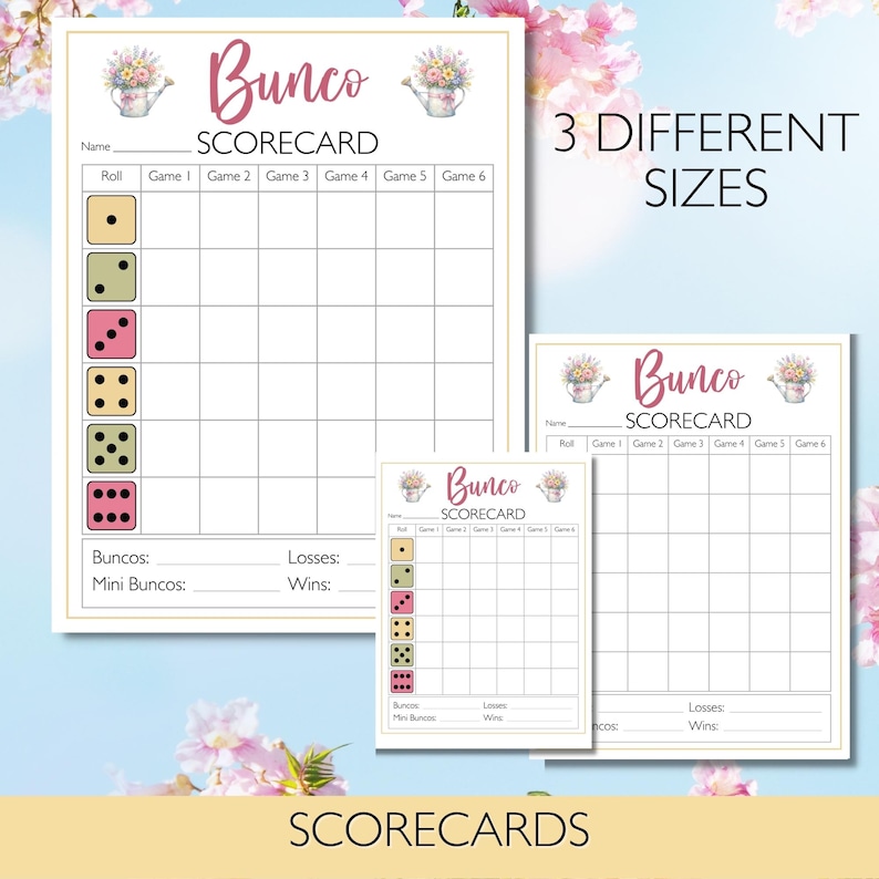 Spring Bunco Printable Kit: Floral Game Set for Girls Night (digital ...