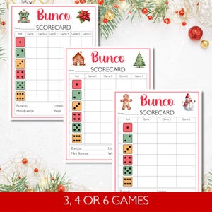 Christmas Bunco Score Sheets, Printable Holiday Party Game, Fun Family ...