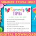 Summer Trivia Quiz Game, Printable Activity, Pool Party, Family Fun ...