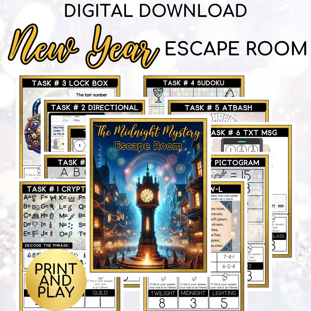 New Year Escape Room for Kids, New Year's Eve Escape Room Kit, Escape ...