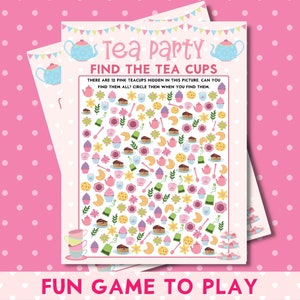 Tea Party Printable Find the Tea Cups Game, Girls Birthday Party ...