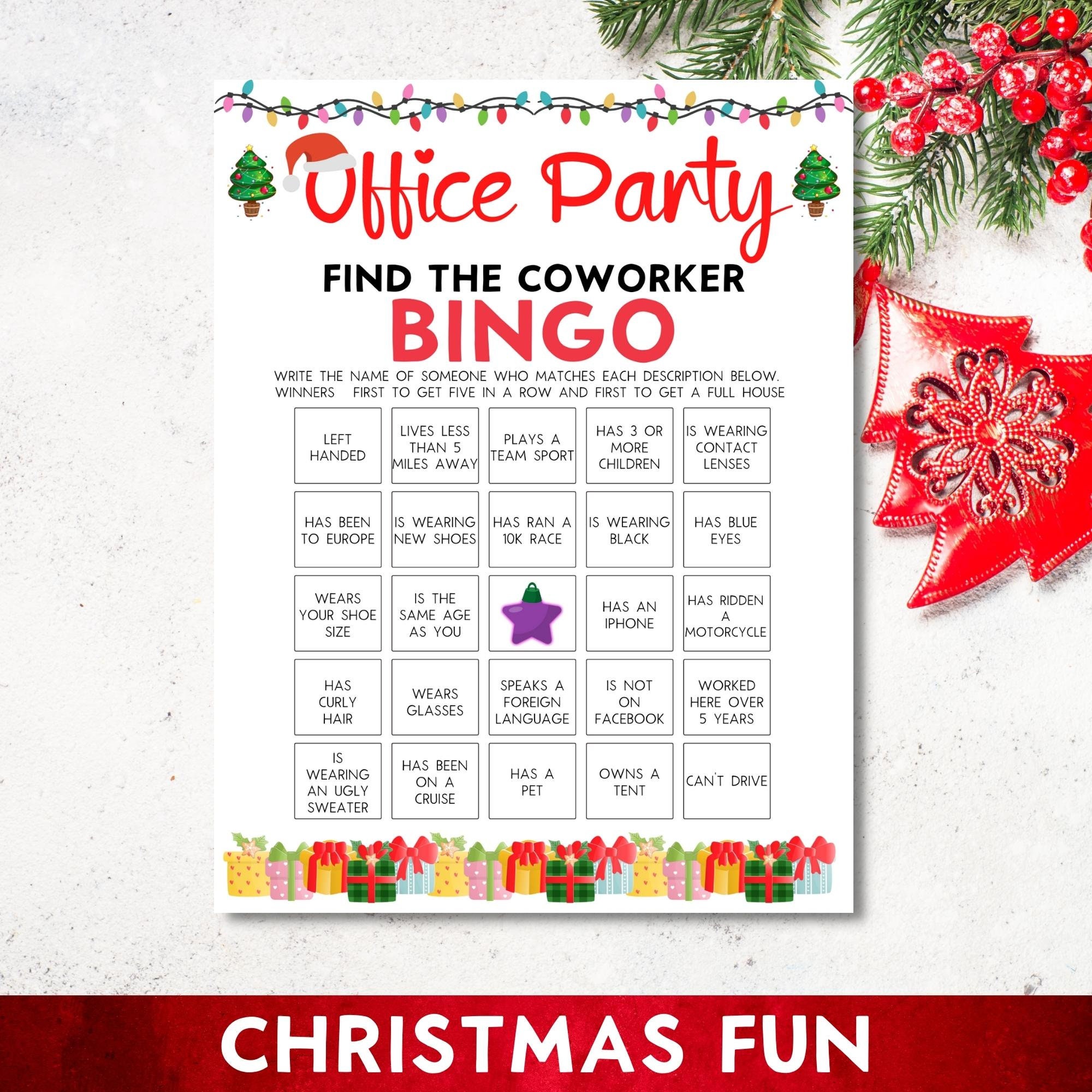 Office Party Icebreaker Game, Find the Coworker Bingo Holiday Game ...