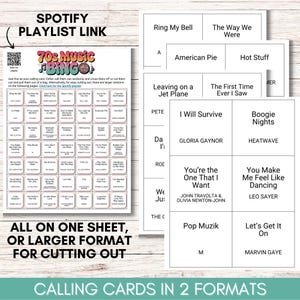70s Music Bingo Game – 100 Printable Cards – Fun Party Activity With ...