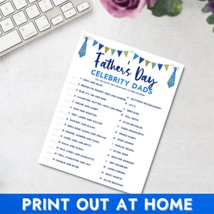 Printable Father's Day Game, Father's Day Celebrity Dads Quiz, Family ...
