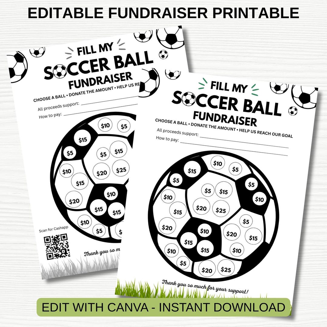 Soccer Ball Fundraiser Printable, Editable Team Donations for Soccer ...