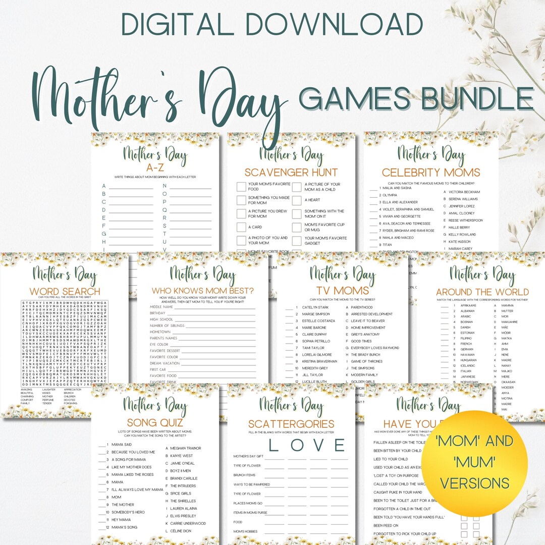 Mother's Day Activities Bundle, Printable Games, Mother's Day Quiz ...