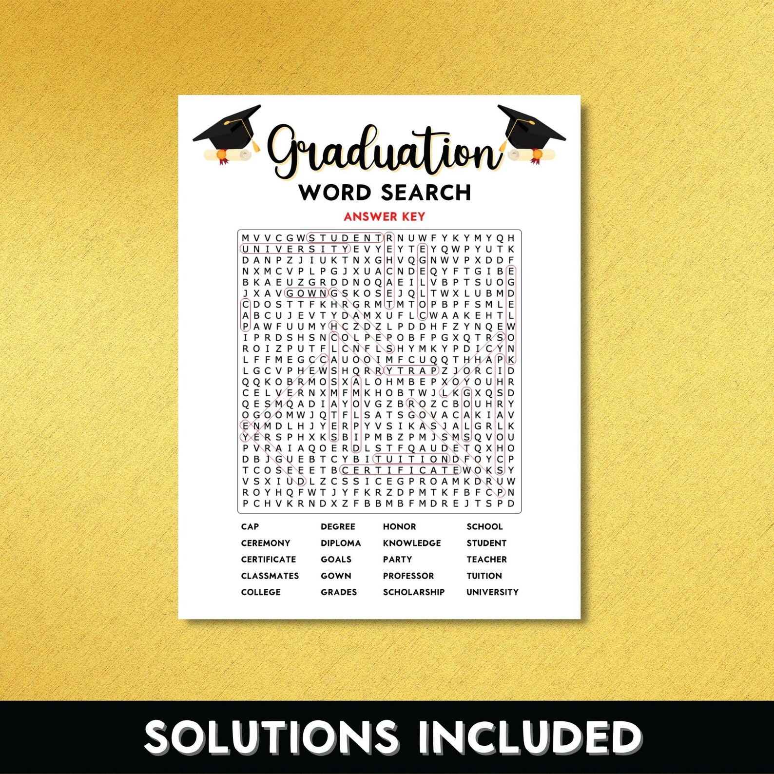 Printable Graduation Party Word Search College High School - Etsy