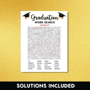 Printable Graduation Party Word Search, College, High School Graduate ...