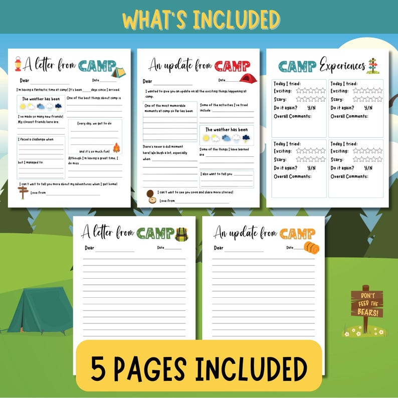 Printable Camp Letter for Kids, Summer Camp Stationery Set, Fill-in-the ...