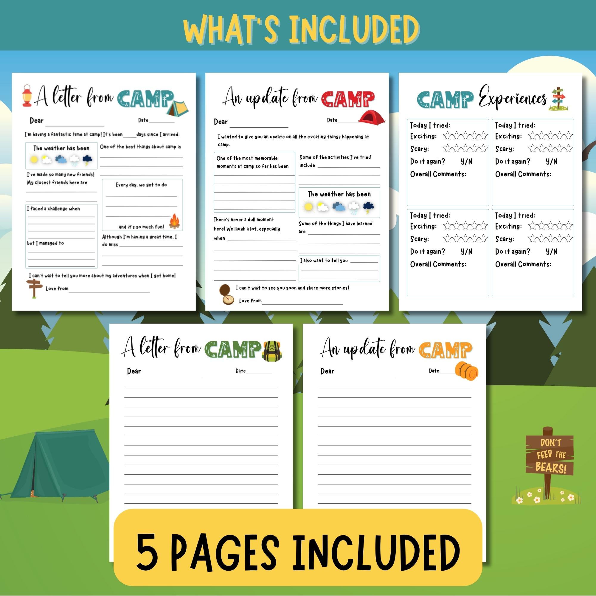 Printable Camp Letter for Kids, Summer Camp Stationery Set, Fill-in-the ...