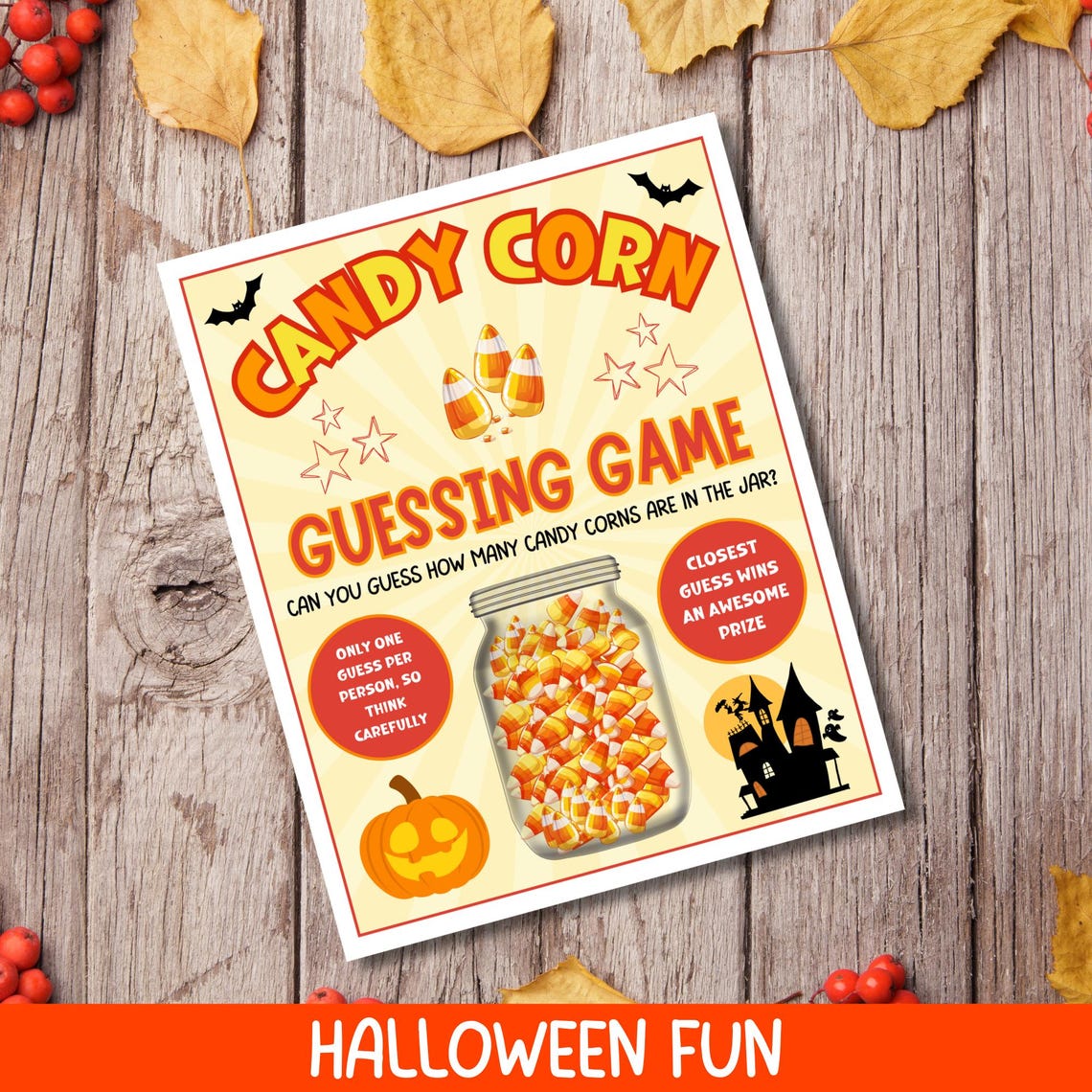 Candy Corn Guessing Game, Printable Halloween Activity, Fun Classroom ...