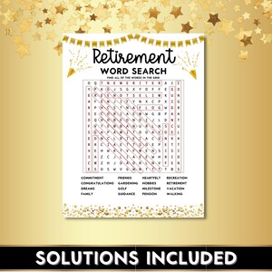 Printable Retirement Party Word Search Game, Icebreaker, Work Party for ...
