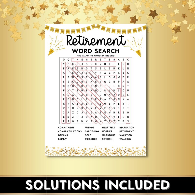 Printable Retirement Party Word Search Game Icebreaker Work - Etsy