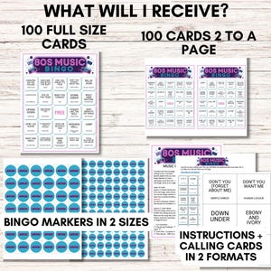 80s Music Bingo, 100 Printable Bingo Cards, Fun Party Game, Digital ...