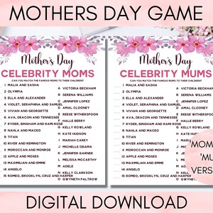 Printable Mother's Day Celebrity Moms Game, Famous Parents, Family Game ...