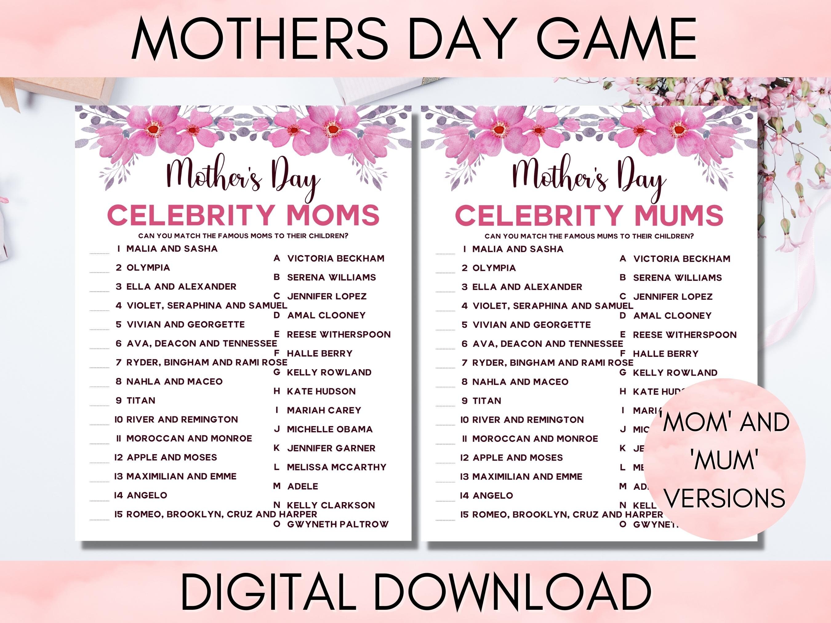 Printable Mother's Day Celebrity Moms Game Famous - Etsy