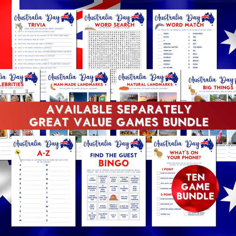 Australia Day Trivia Quiz, Australia Themed Quiz, Printable Australian ...
